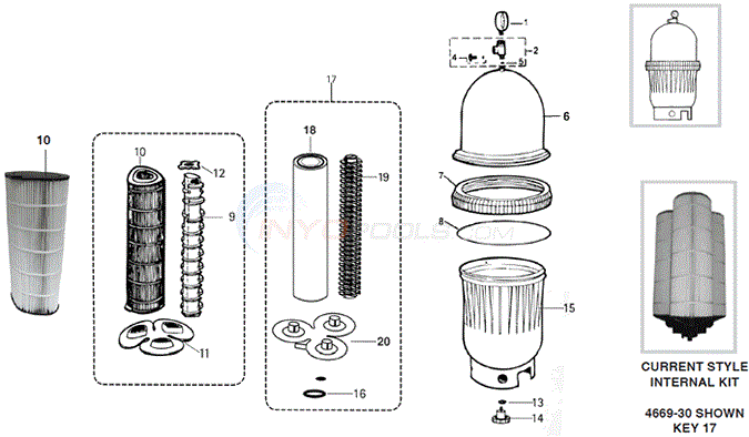 Jacuzzi Tri-Clops Cartridge Filter Parts - INYOPools.com