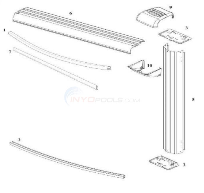 Morada 24' Round Pool x 54" Wall (Steel Top Rail, Steel Upright) Parts ...