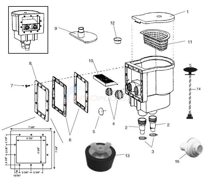 Muskin Model A2078 & Model 82078 Skimmer / Inlet Parts - INYOPools.com
