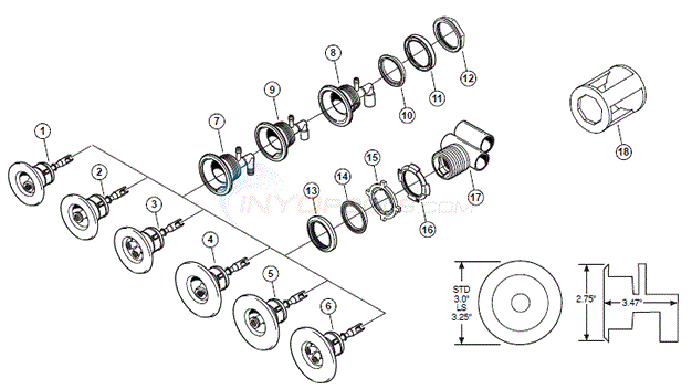 Pentair Cyclone Micro Jet Parts - INYOPools.com