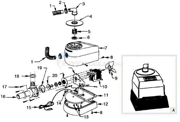 Muskin 1/8 HP MPA Pump Parts - INYOPools.com