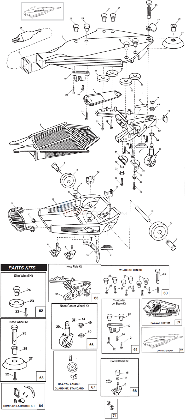Jandy Ray Vac Gunite Head Parts - INYOPools.com