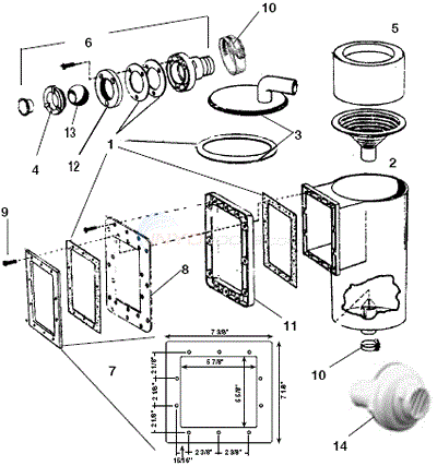 Muskin Models A4362 & 167.410402 Skimmer / Inlet Parts - INYOPools.com