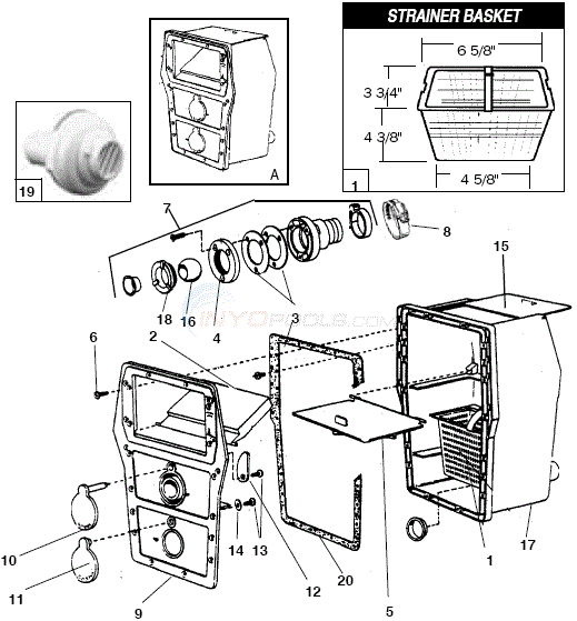 Muskin Models A4372, A2014 & A2015 Skimmer / Inlet Parts - INYOPools.com