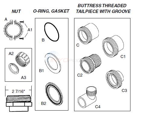 Standard Heater Union Components - 1 1/2" Parts - INYOPools.com