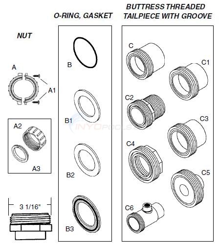 Standard Heater Union Components - 2" Parts - INYOPools.com