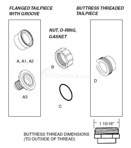 1" Union Components Parts - INYOPools.com