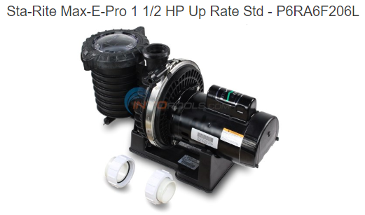 Sta-Rite Max-E-Pro 1 1/2 HP Up Rate Std - P6RA6F206L - INYOPools.com