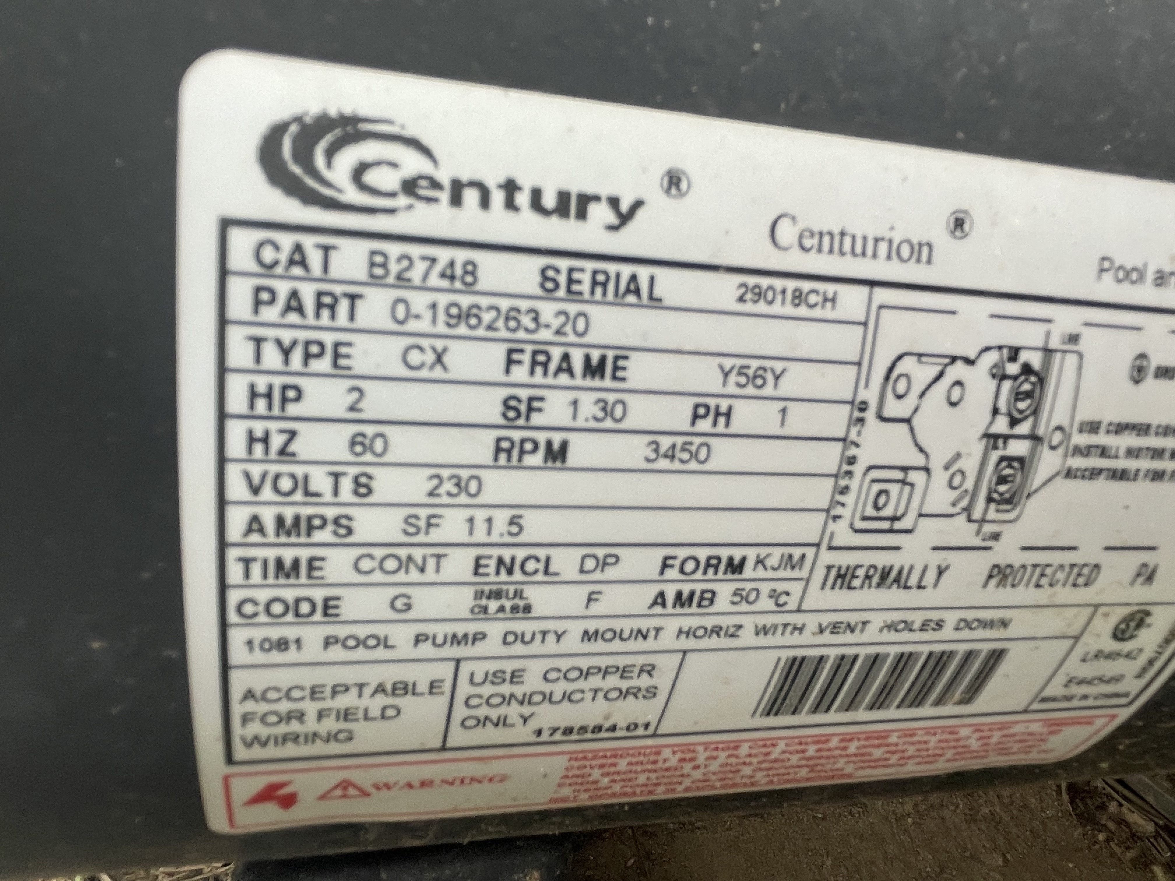 Questions for A.O. Smith Pool Motor Square Flange 2 HP Full Rate Dual ...