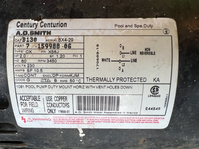 Century (A.O. Smith) 2.0 HP Full Rate Energy Efficient, Motor, Round ...