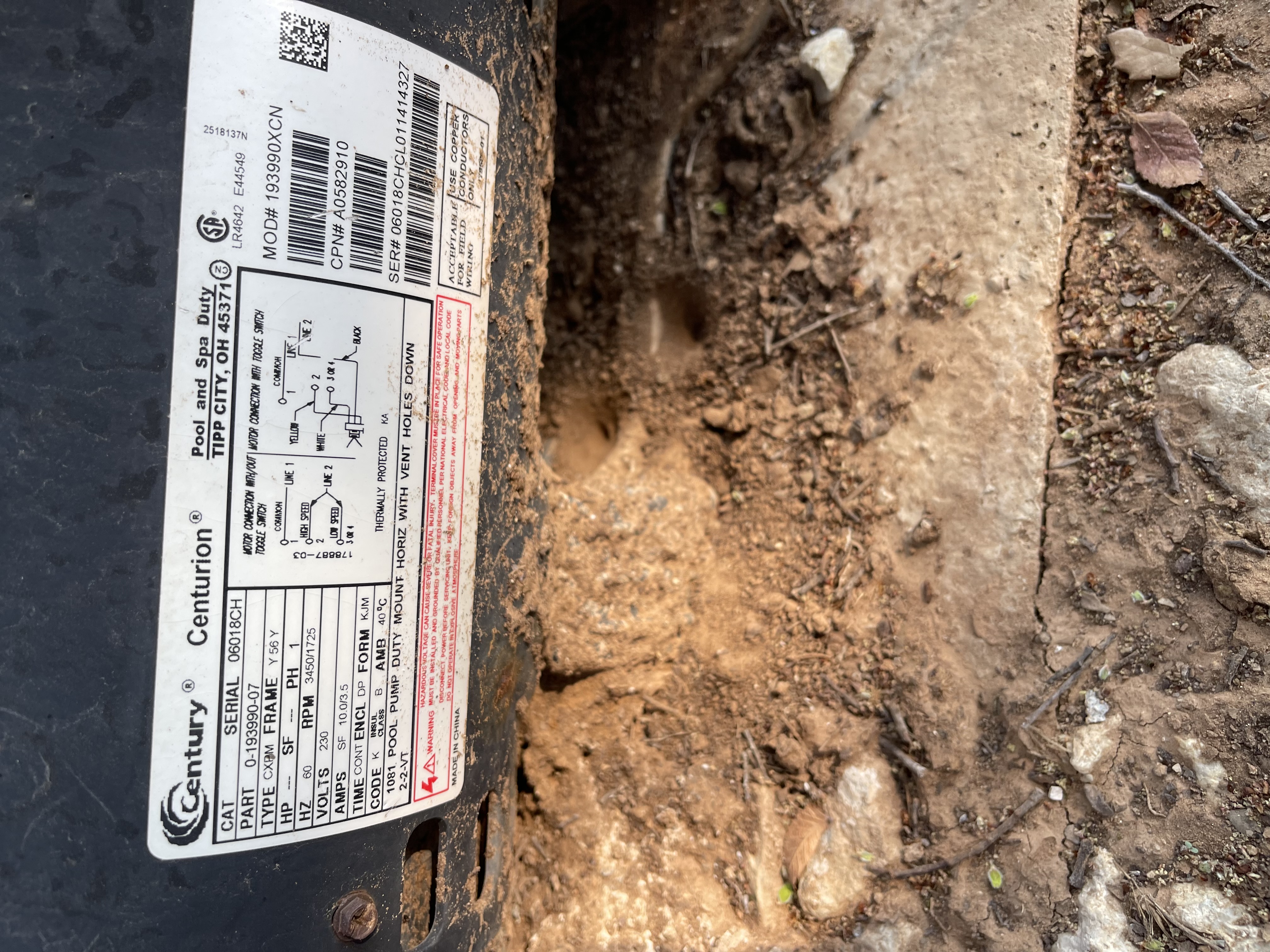 Century (A.O. Smith) 2.0 HP Full Rate Motor, Square Flange 56Y Frame ...