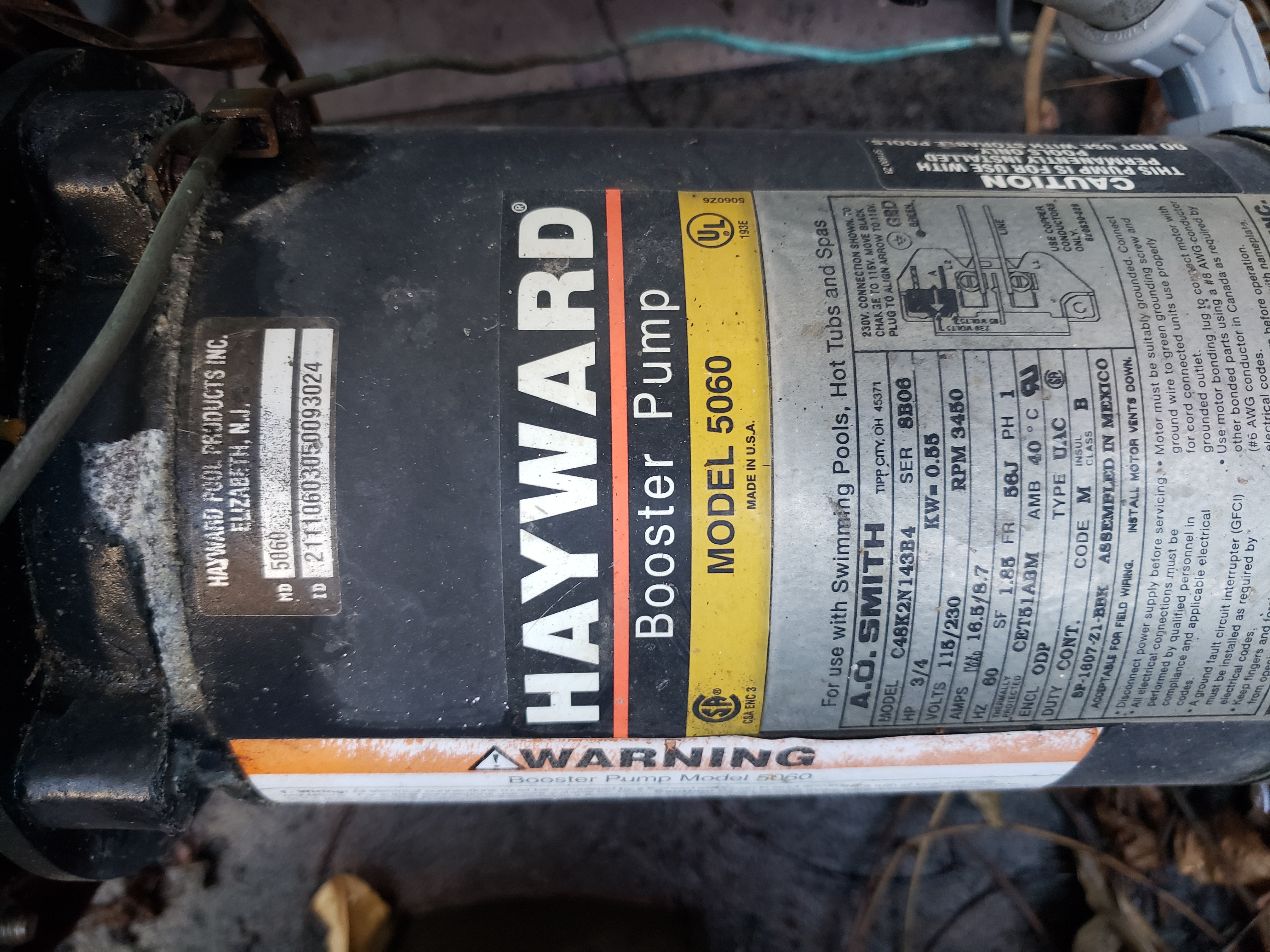 Hayward 0.75 HP Booster Pump for Pressure Side Pool Cleaners, 115-230 ...