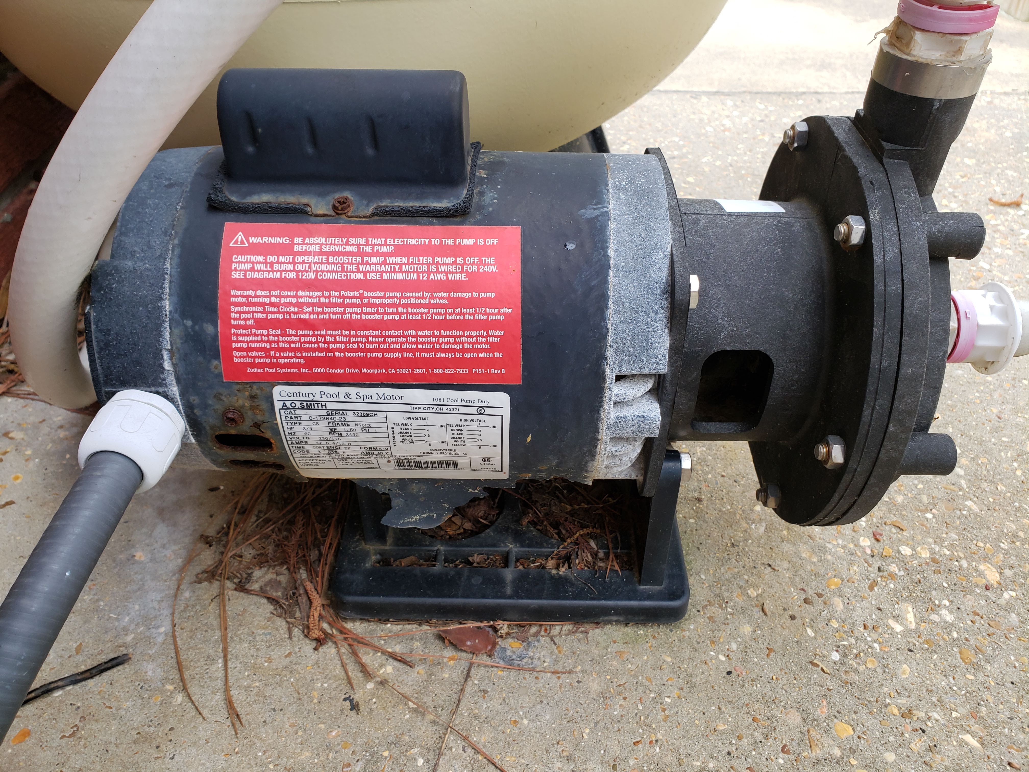 Magnetek Century (A.O. Smith) 0.75 HP Up Rate Motor, Square Flange 56Y ...