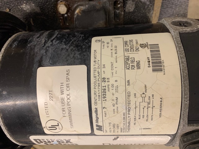 Magnetek Century (A.O. Smith) .75 HP Up Rate Thru Bolt Motor, Square ...
