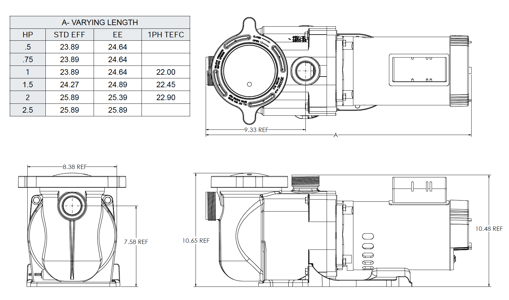Pentair SuperFlo 1 HP Single Speed Pool Pump Full Rate - EC-348190 ...