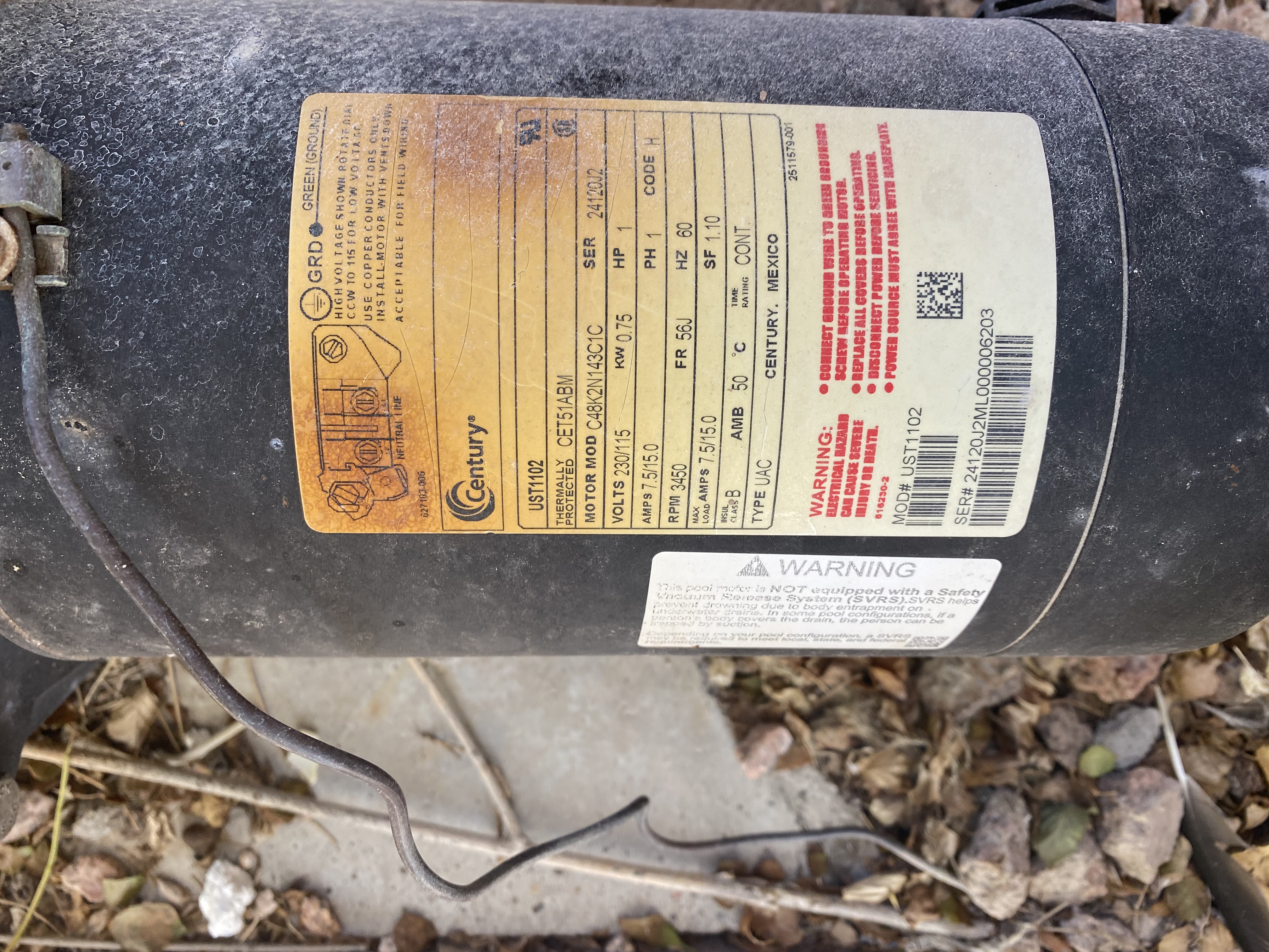 Pureline 3/4 HP Round Flange 56J Up Rate Motor, Replaces UST1072 ...