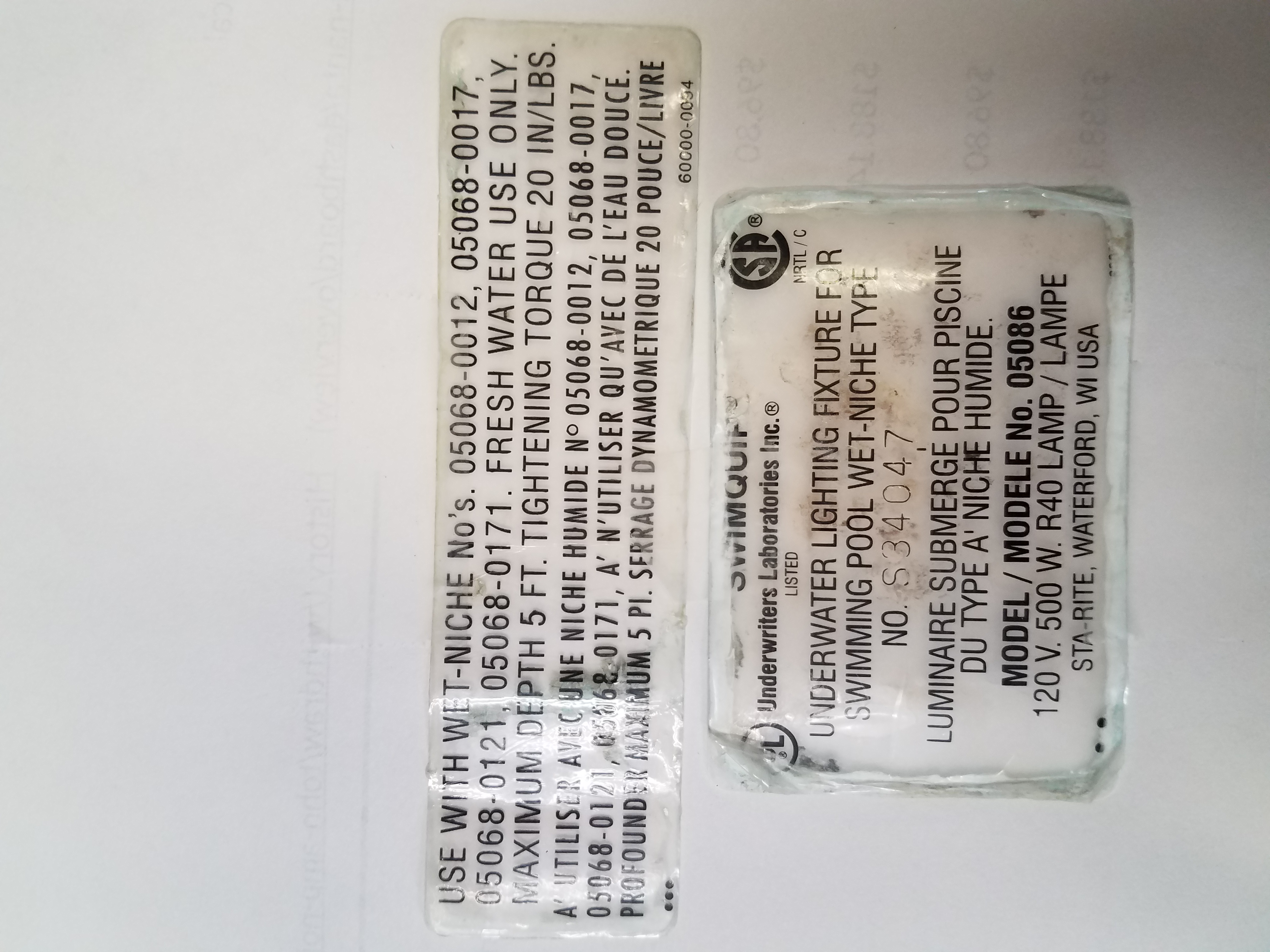 Questions for Sta-Rite SwimQuip Underwater Light 500 Watt 120 Volt 25 ...