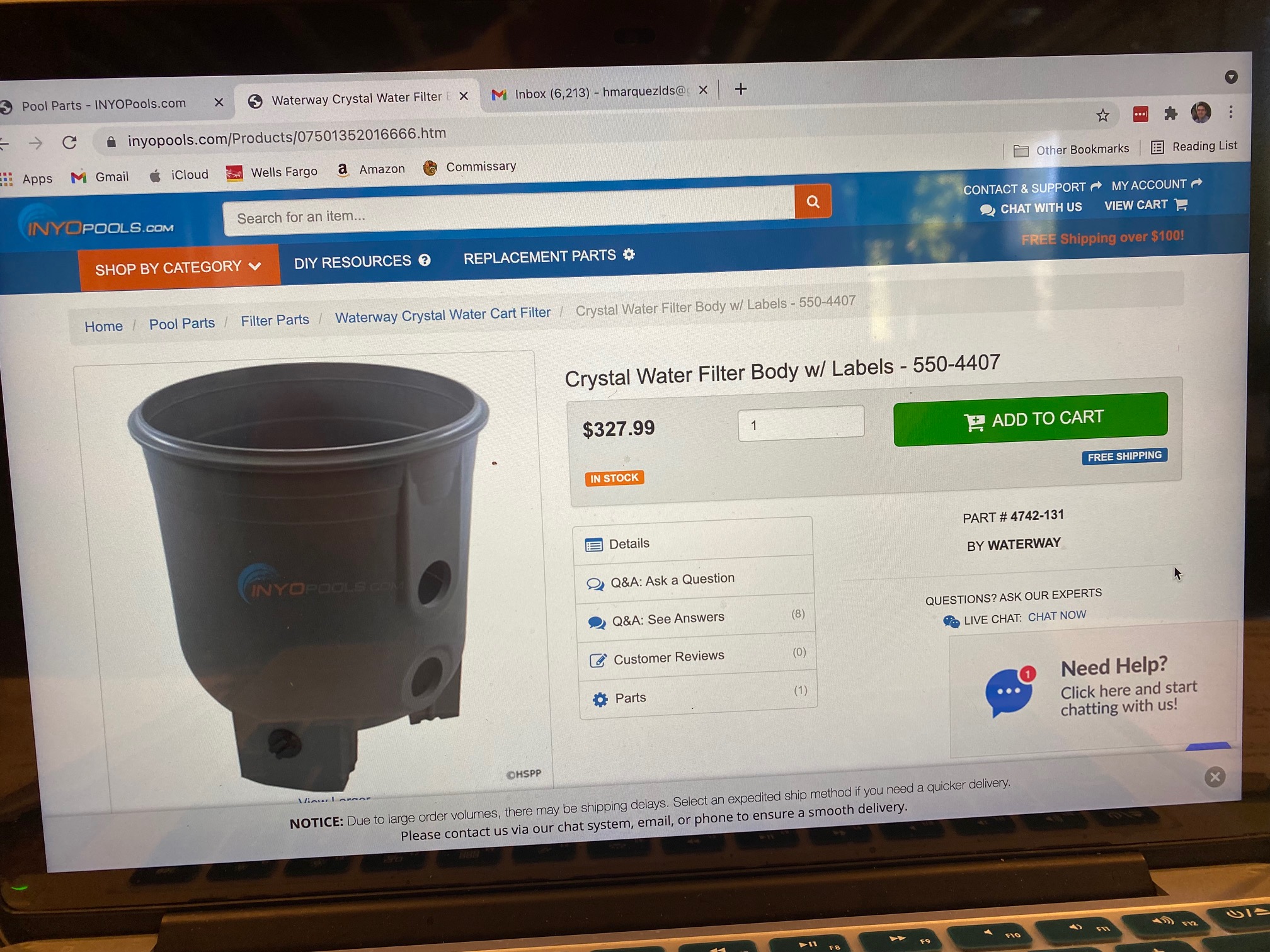 Waterway Crystal Water Filter Body Bottom with Labels - 550-4407 ...