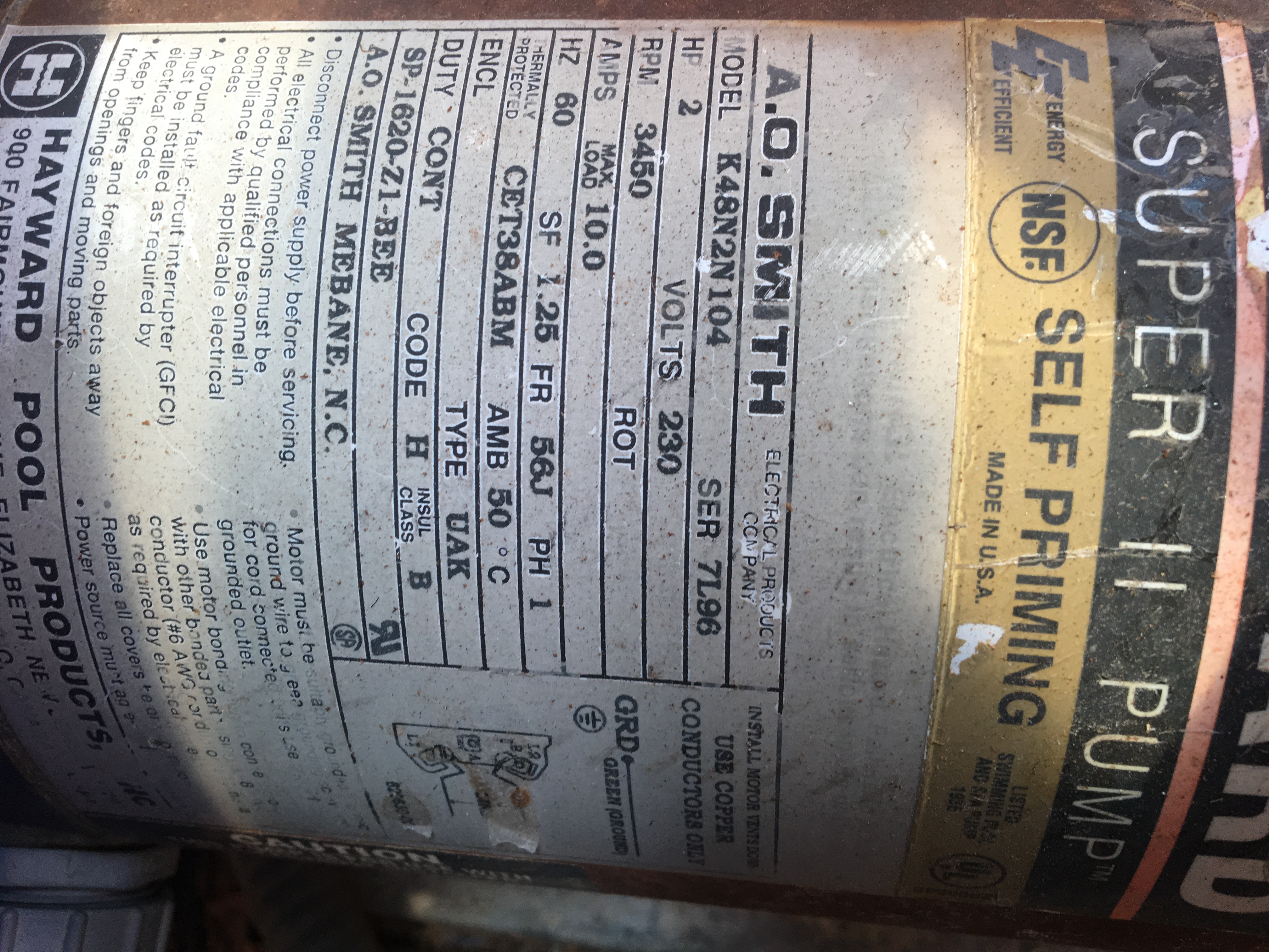 Questions for A.O. Smith Century® UST1102 - 1.0 HP Replacement Pool ...