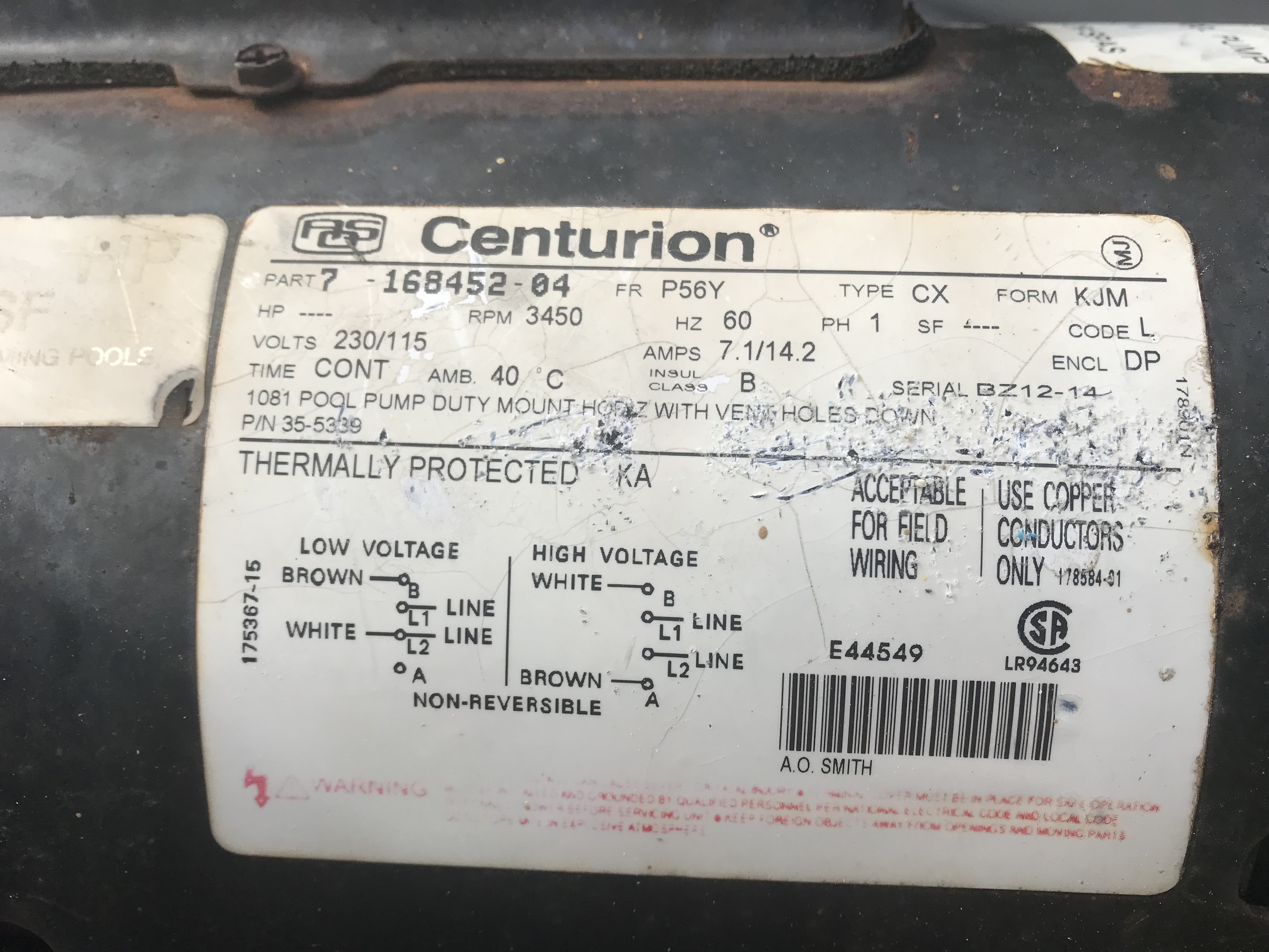 Questions for Century® (A.O. Smith) 1.0 HP Full Rate Pool Pump Motor ...