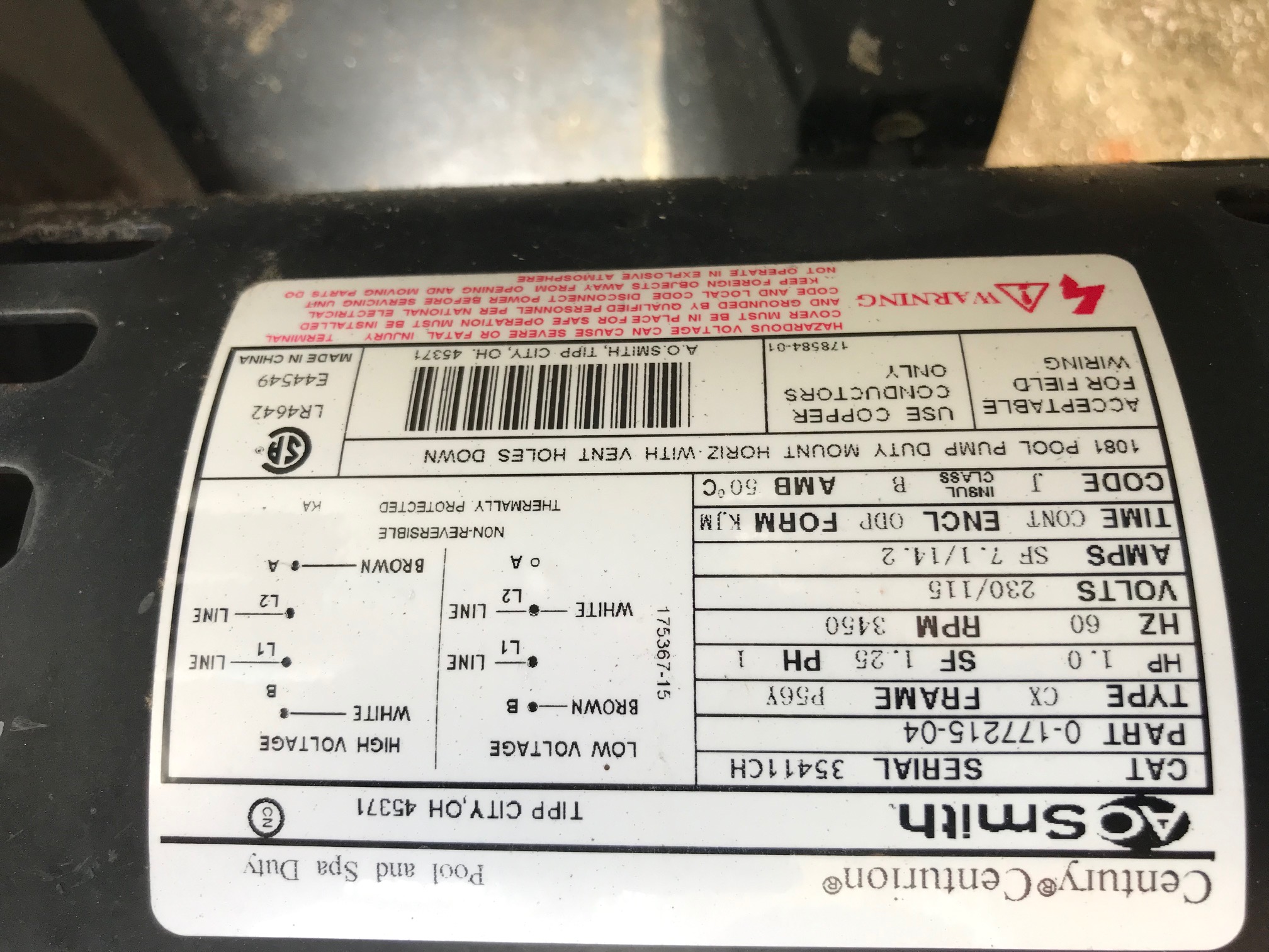Questions for Century® (A.O. Smith) 1.0 HP Full Rate Pool Pump Motor ...