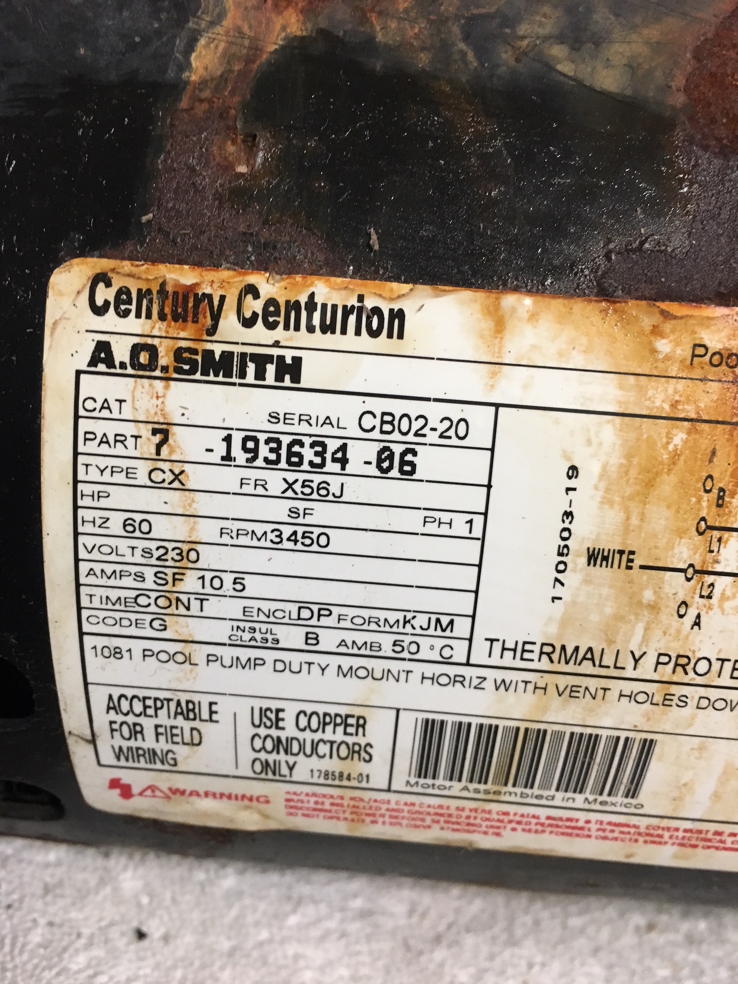 A.O. Smith Century 2.0 HP Round Flange 56J Full Rate EE Motor - B130 ...