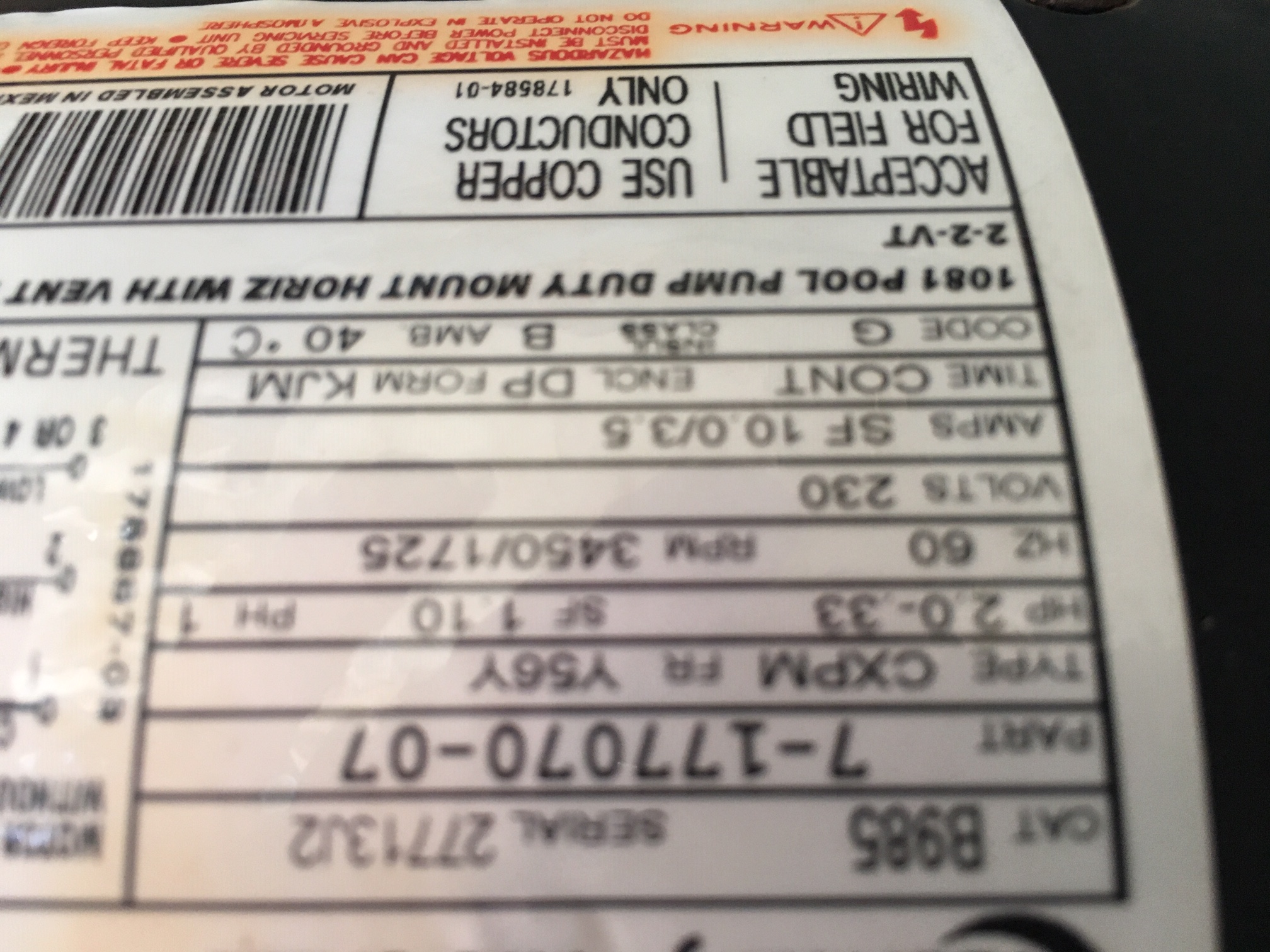 Questions for Century (A.O. Smith) Pool Pump Motor, 2.0-.33 HP, 1 Ph ...