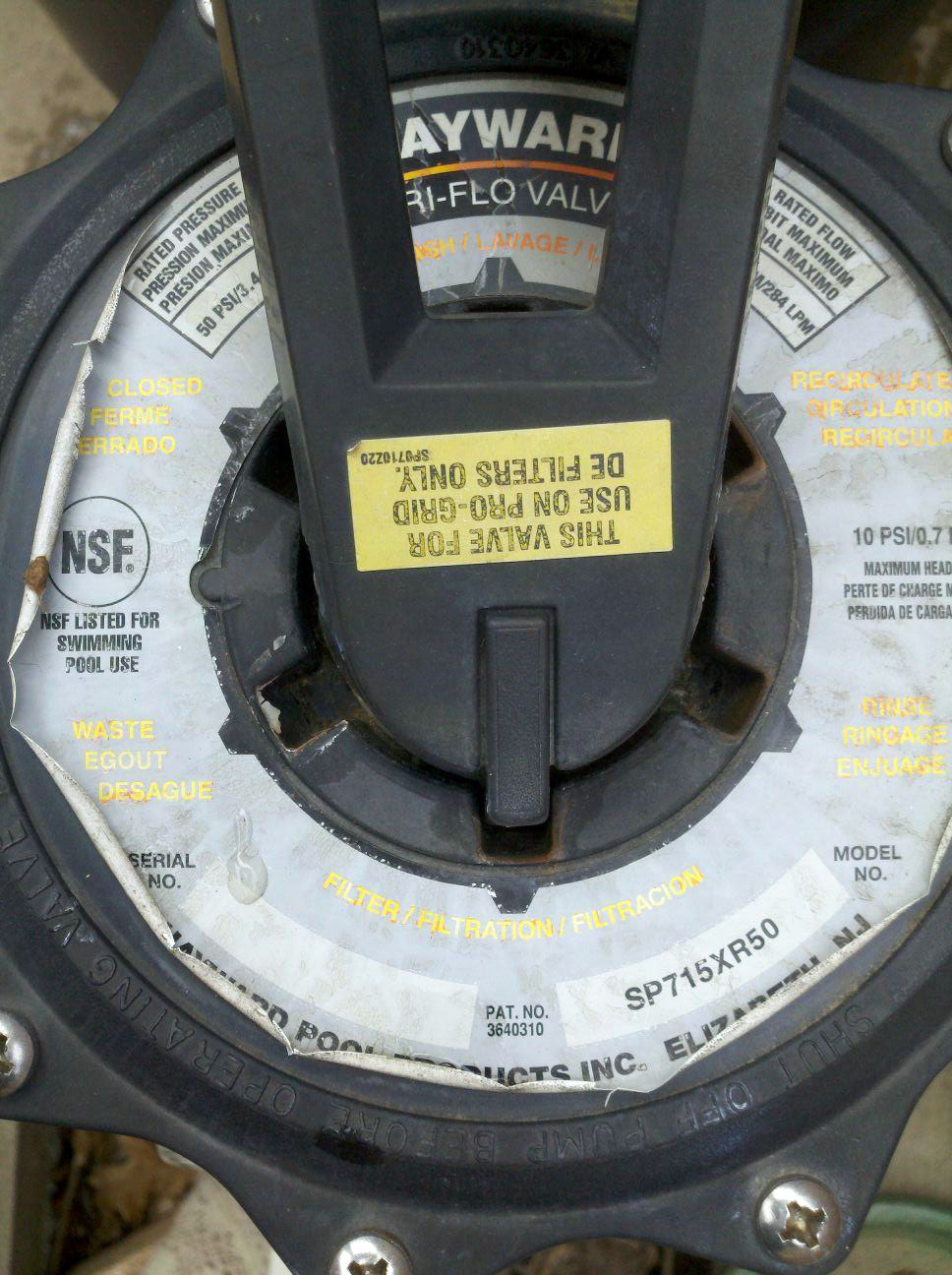 Key Cover and Handle Assembly Compatible with Hayward SP0710 Multiport ...