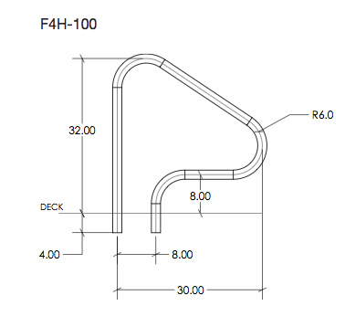 HANDRAIL- 30" Figure 4 H/R (.049) Stainless Steel (Pair) - INYOPools.com