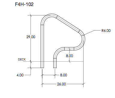 S.R. Smith HANDRAIL- 26" Figure 4 SINGLE RAIL (0.49) - INYOPools.com