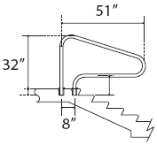 S.R. Smith Deck-Mounted Stair Rail (.049) Stainless Steel - INYOPools.com